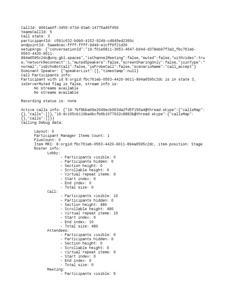 MSTeams Diagnostics Log 2 - 4 - 2020 - 6 - 12 - 17 - P. - M. - Calling | PDF | Computing ...