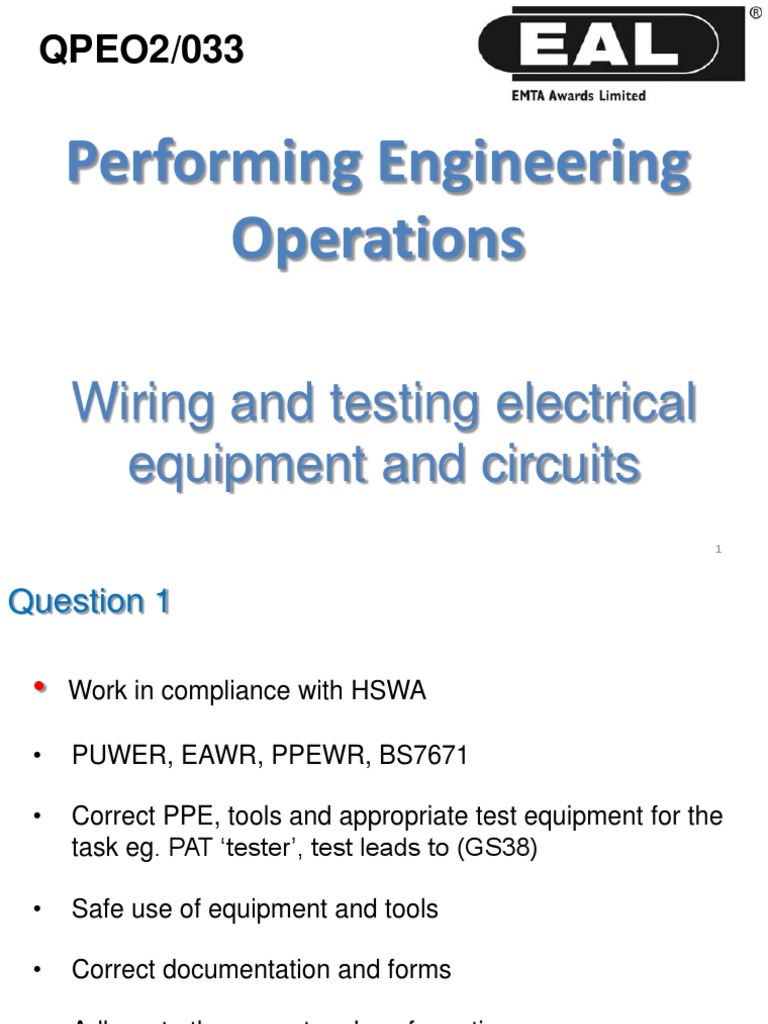 Performing Engineering Operations: QPEO2/033 | PDF