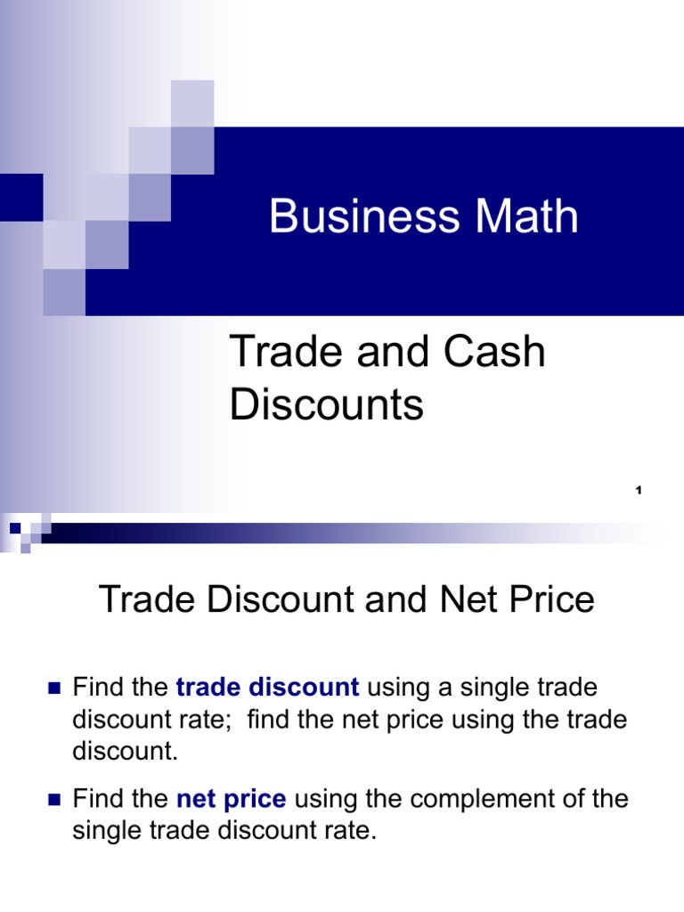 Trade and Cash Discount | PDF | Trade | Market (Economics)