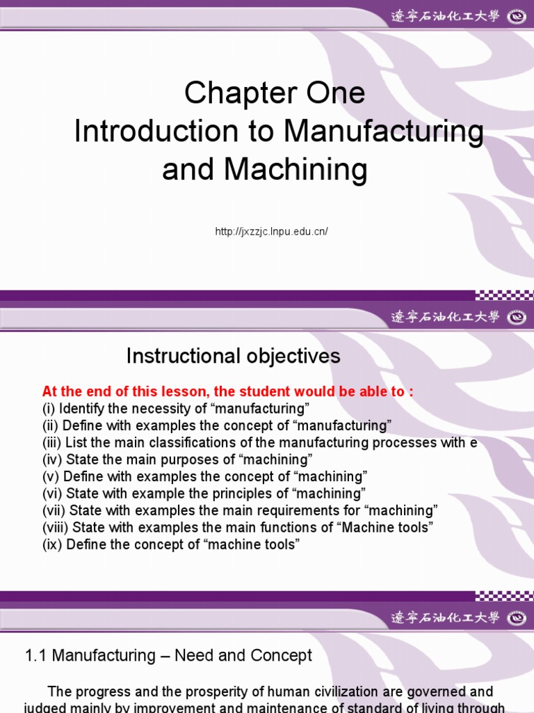 Chapter One Introduction To Manufacturing and Machining | PDF ...