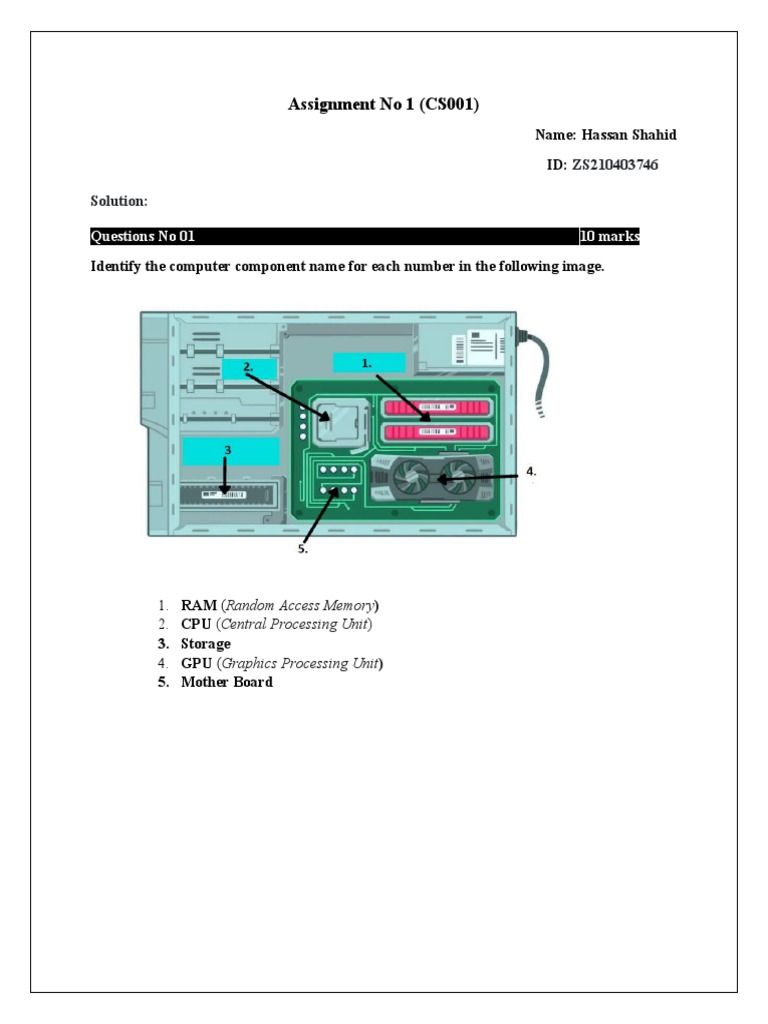 Assignment No 1 (CS001) : ZS210403746 Solution | PDF