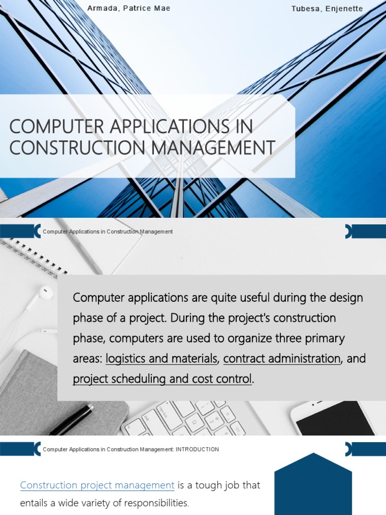 Computer Applications in Construction Management | PDF | Project ...