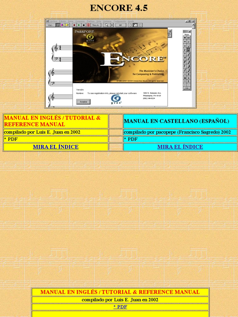 Guía completa de Encore 4.5: Manuales en inglés y español para ...