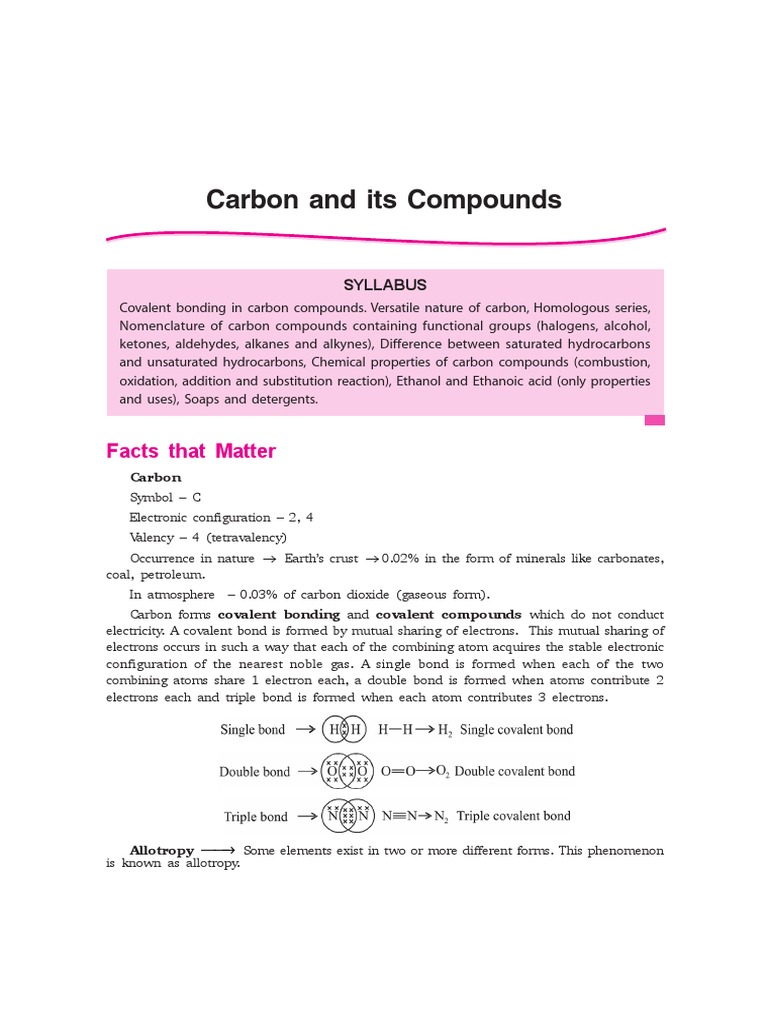 Carbon and Its Compounds | PDF | Alcohol | Carbon