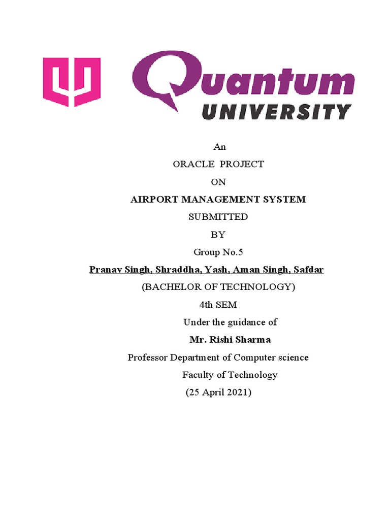 An Oracle Project ON: Airport Management System | PDF | Relational ...