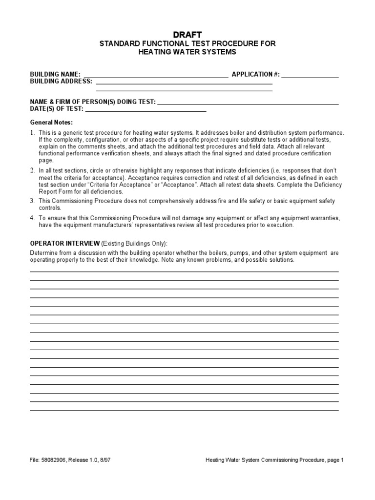 Hot Water Test Procedures | PDF | Boiler | Pump