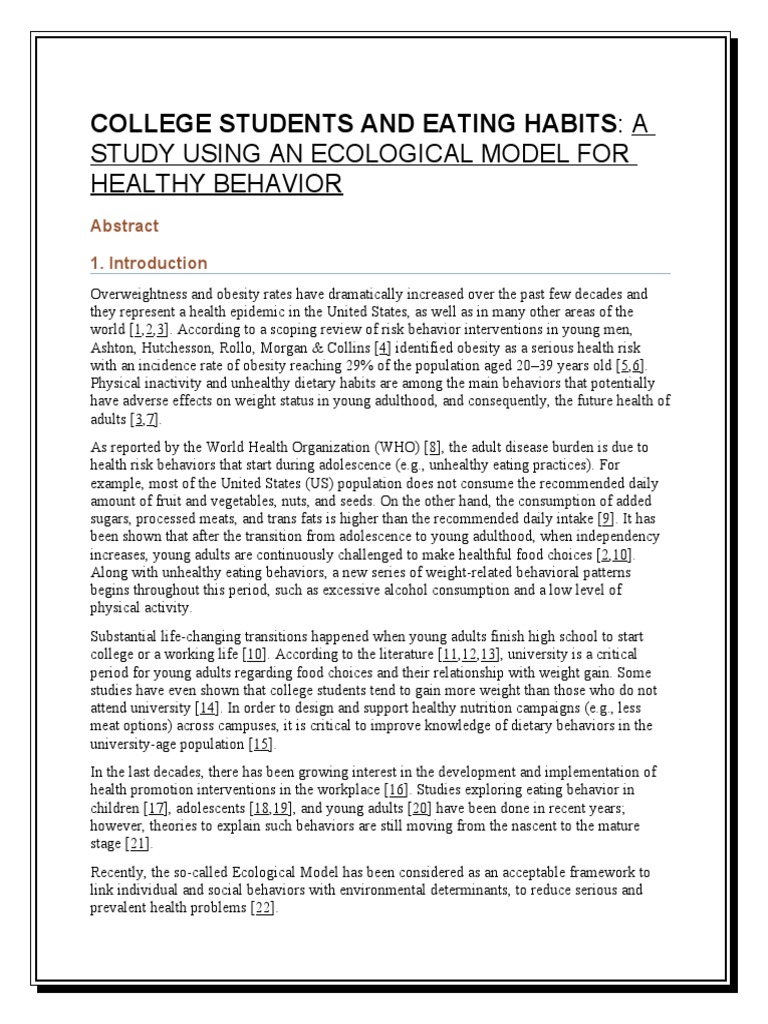 College Students' Eating Habits Study | PDF | Foods | Focus Group