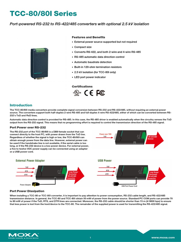 Moxa TCC 80 80i Series Datasheet v1.3 | PDF | Equipment | Electrical Engineering