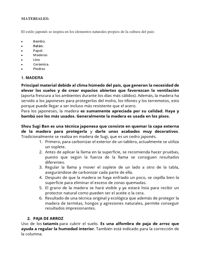 Materiales y Técnicas del Estilo Japonés | PDF | Madera