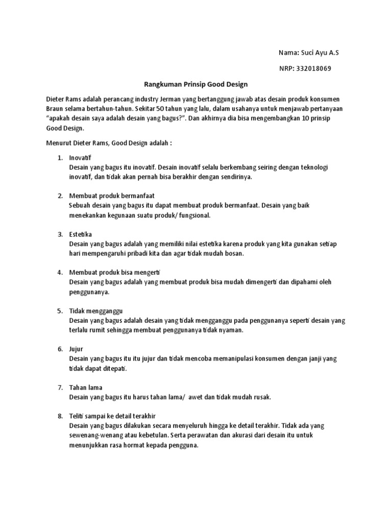 Rangkuman Prinsip Good Design | PDF