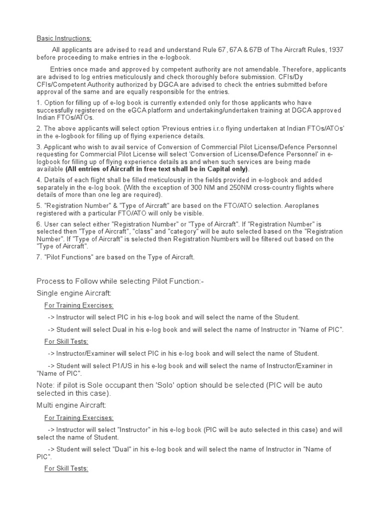 E-Log Book Instructions | PDF | Flight Instructor | Visual Flight Rules