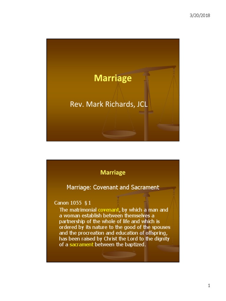 Marriage and Impediments (Fr. Mark Richards) | PDF | Marriage | Annulment