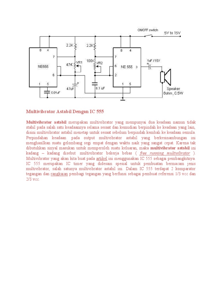 Multi Vibrator Astabil Dengan IC 555 | PDF
