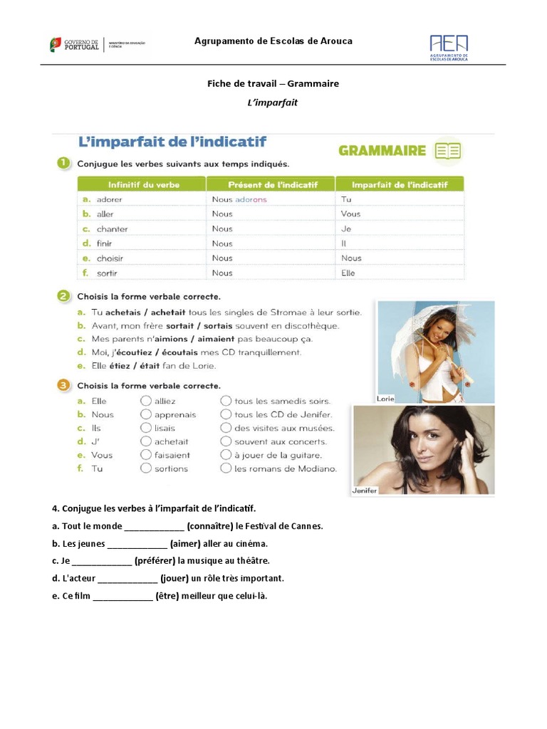 Fiche de travail sur l'imparfait | PDF