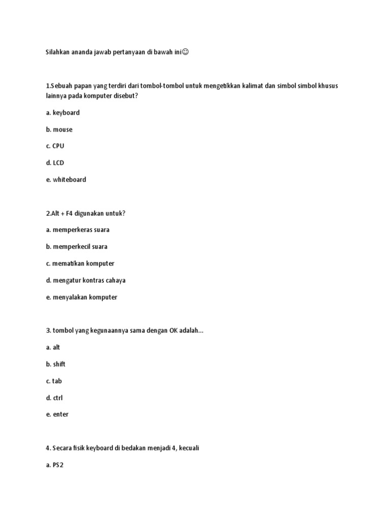 Soal Latihan Mengetik 10 Jari | PDF