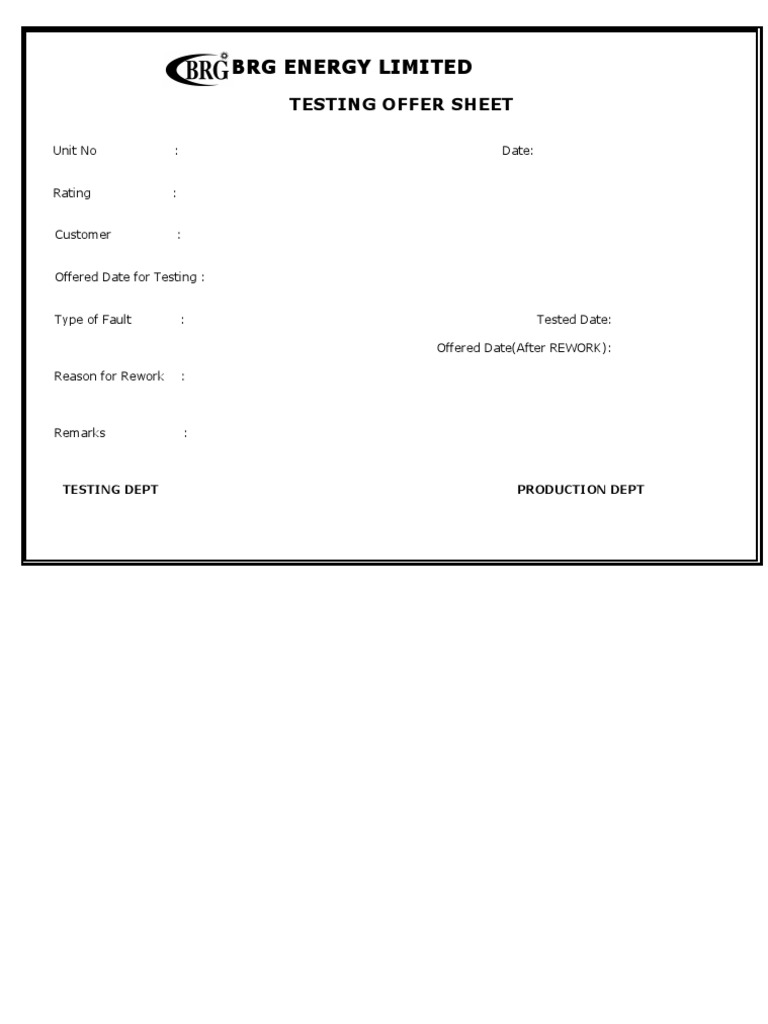 BRG Energy Testing Offer Sheet | PDF