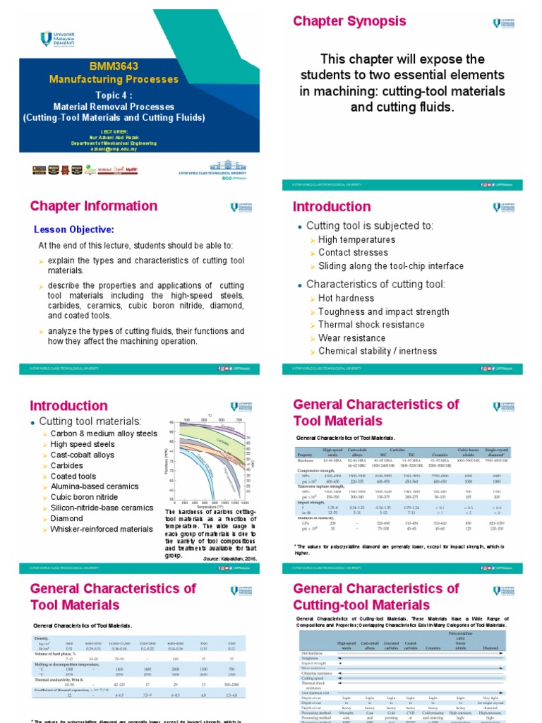 Chapter 4 - Material Removal Processes (Cutting-Tool Materials and ...
