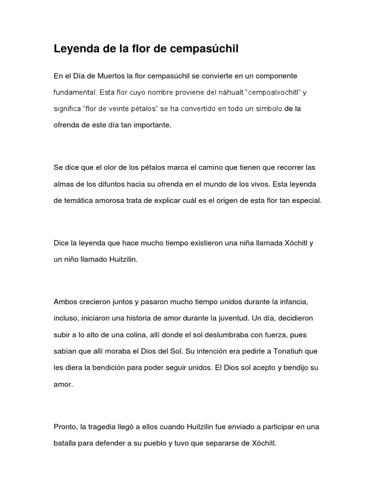 Leyenda de La Flor de Cempasúchil | PDF