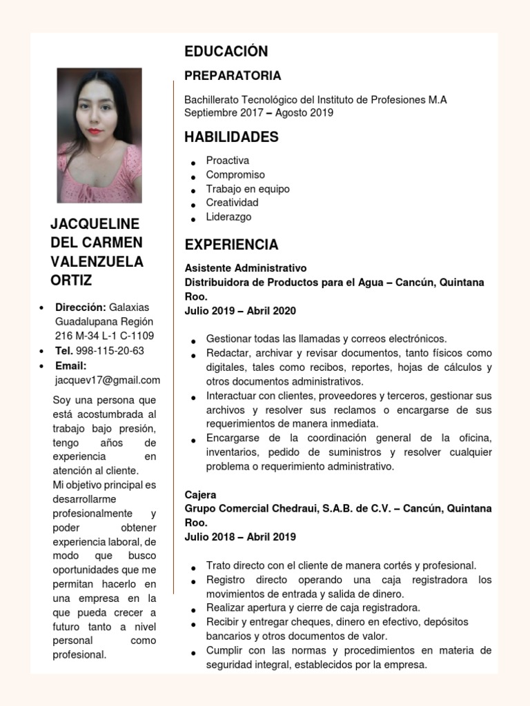 Cv-Jacqueline Valenzuela | PDF | Economias | Business