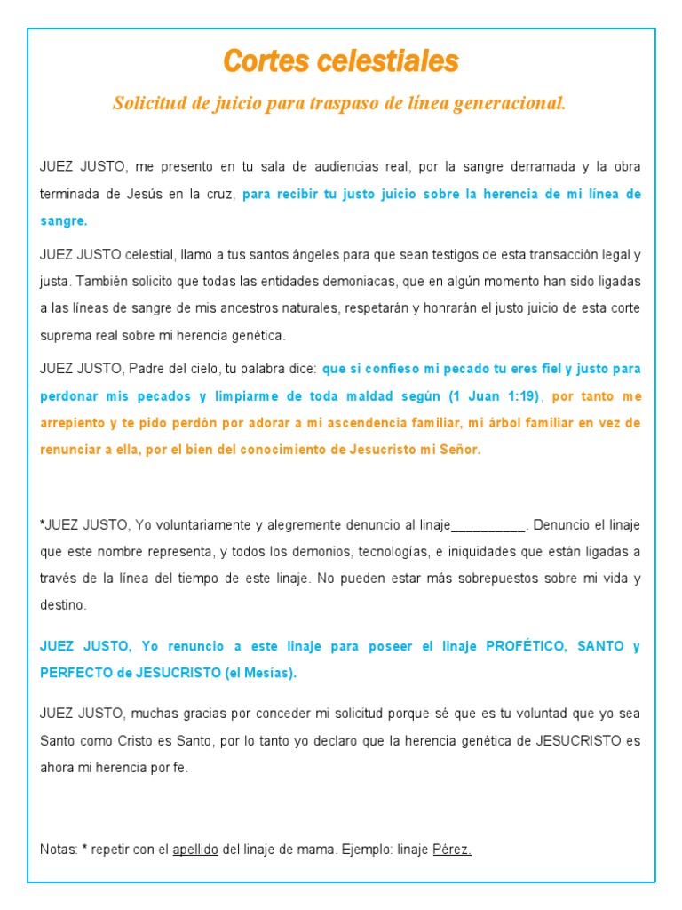 Cortes Celestiales y Línea Generacional | PDF | Cristo (título) | Jesús