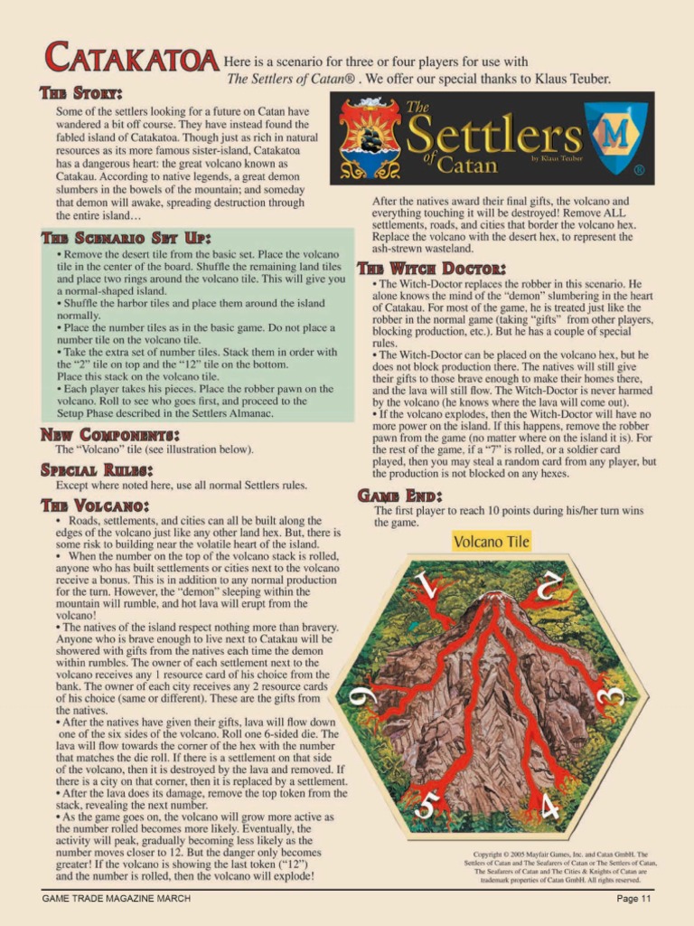 Catan Catakatoa Instructions From Game Trade Magazine | PDF | Gaming ...