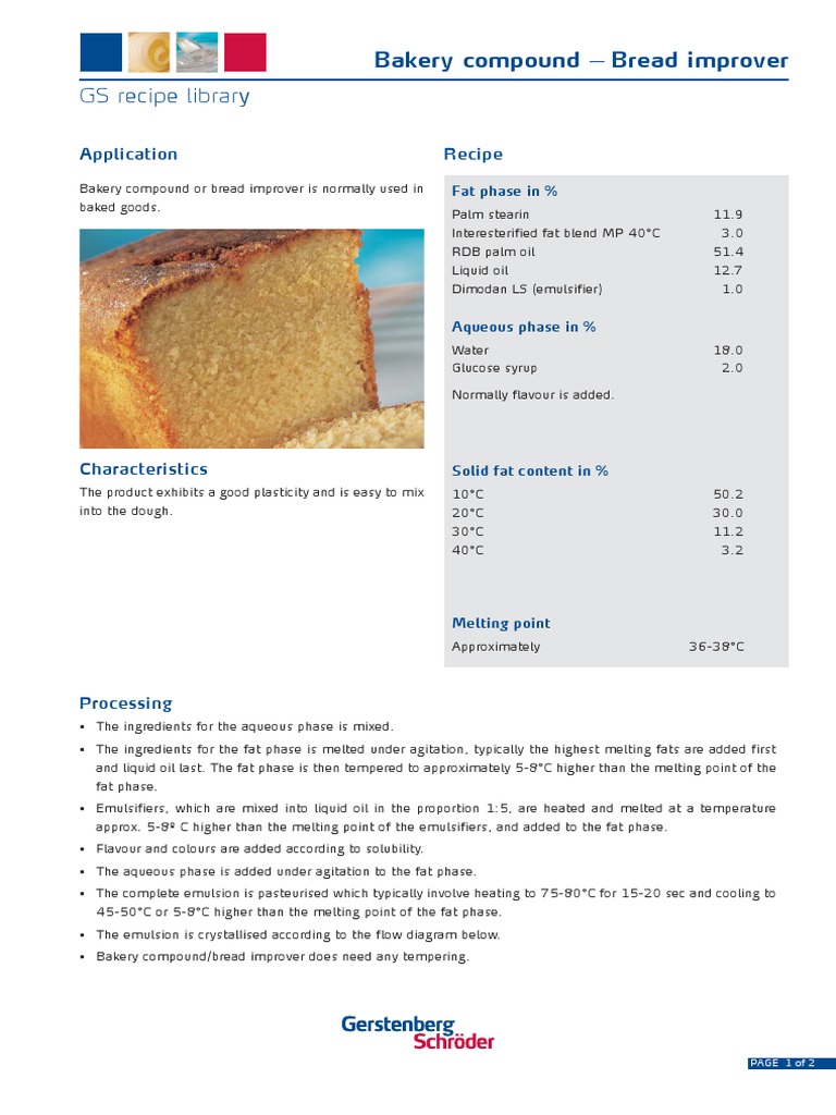 GS Recipe Library: Bakery Compound Bread Improver | PDF | Phase (Matter ...