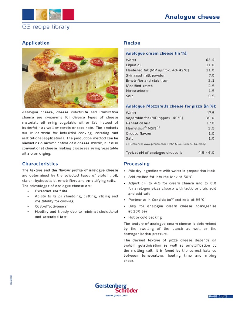 GS Recipe Library: Analogue Cheese | PDF | Cheese | Foods