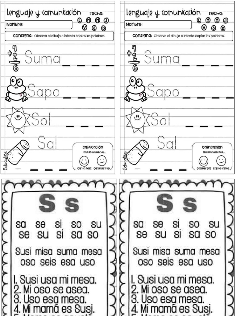 Actividades Letra S | PDF