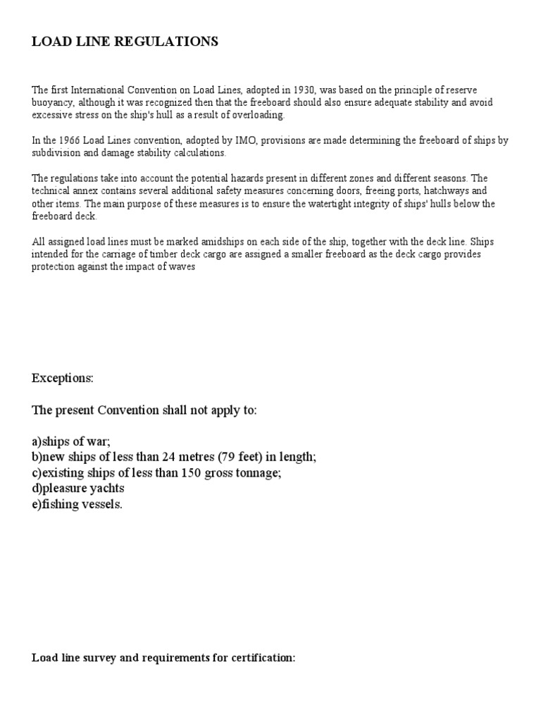 Load Line Regulations | PDF | Shipbuilding | Water Transport