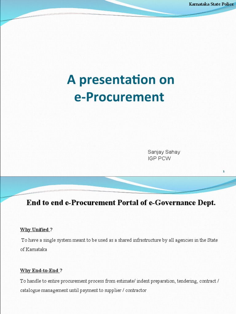 A Presentation On E-Procurement: Sanjay Sahay Igp PCW | PDF ...