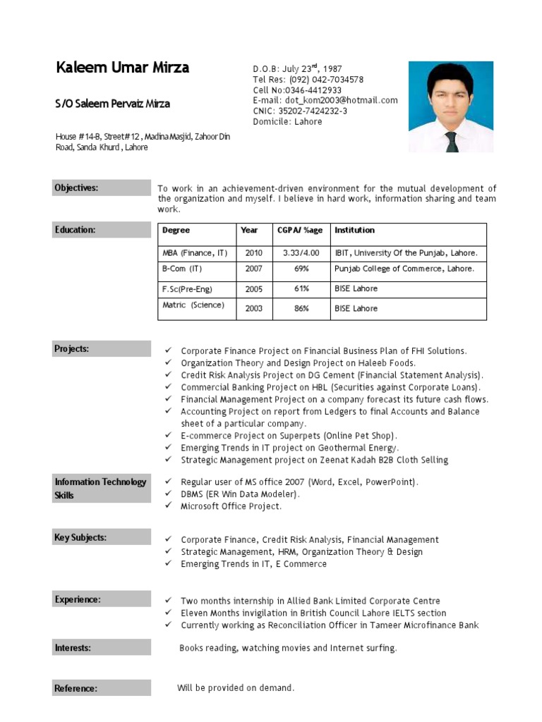 Kaleem CV | PDF | Banks | Economies