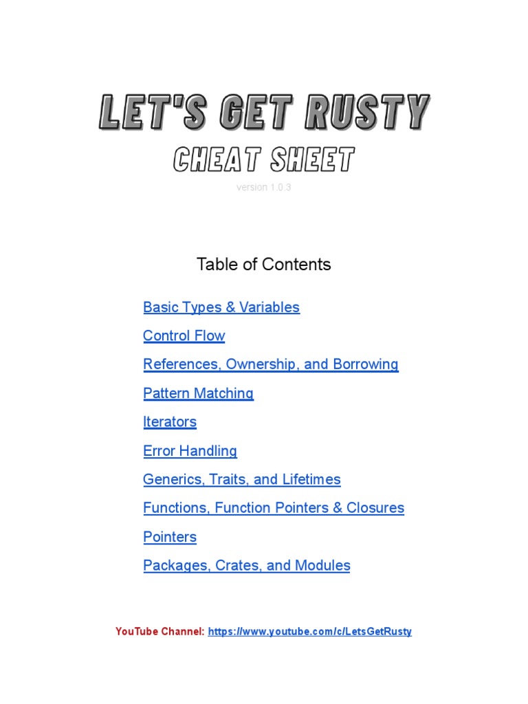 Rust Cheat Sheet Pdf Boolean Data Type Pointer Computer Programming 6933