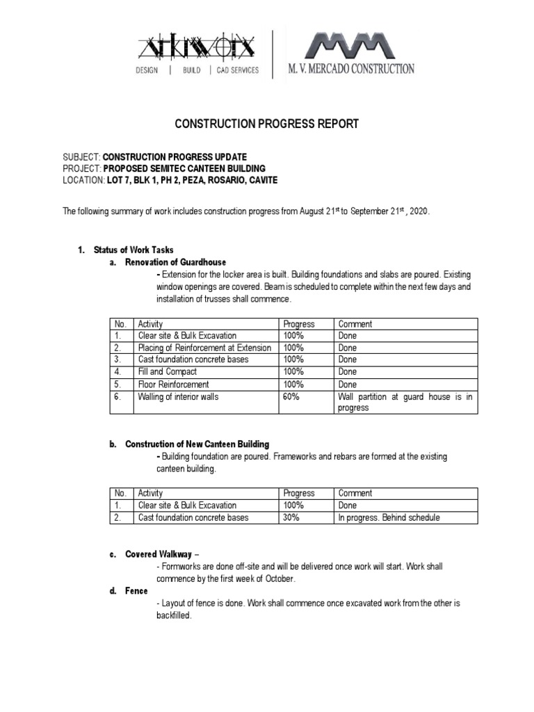 Construction Progress Report: ST ST | PDF | Overtime | Economic Sectors