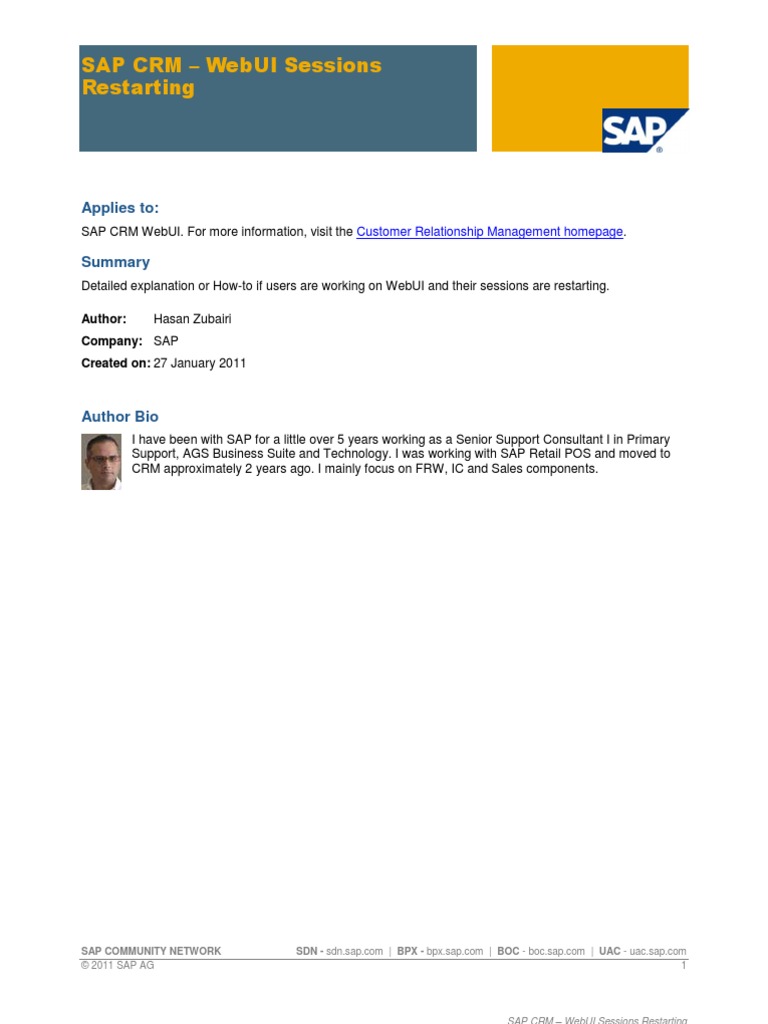 Sap Crm Webui Sessions Restarting Pdf Ibm System I Ibm Db2