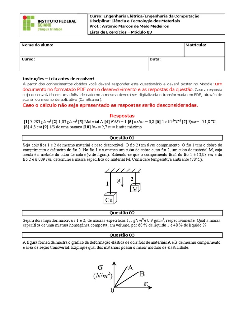 Atividade Do Modulo 3 | PDF | Módulo de Young | Expansão térmica