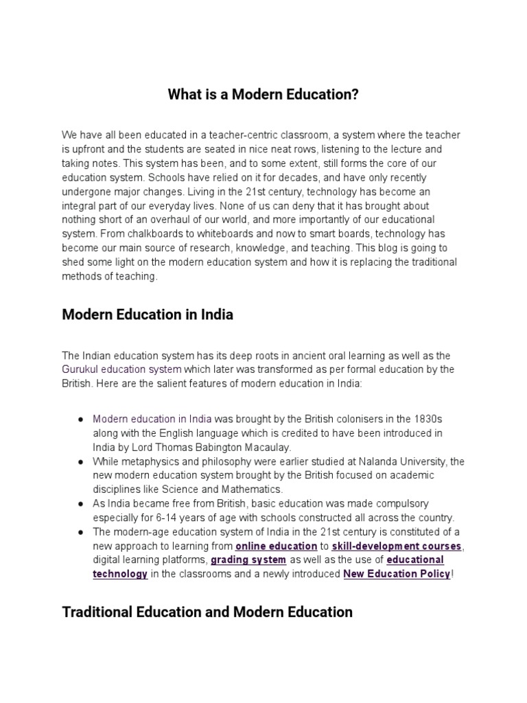 What Is A Modern Education? | PDF | Educational Technology | Teaching ...