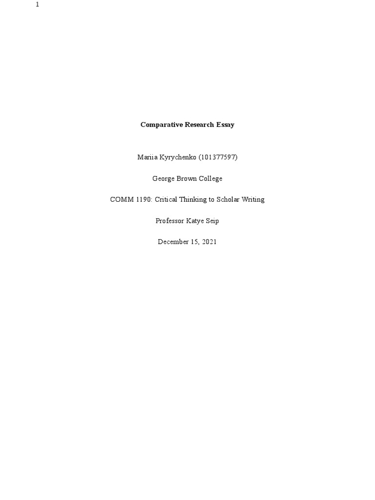 Comparative Research Essay | PDF | Psychopathy | Dialectical Behavior ...