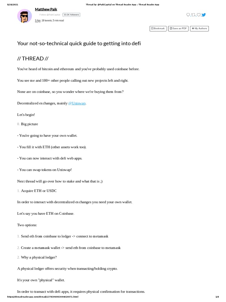 (Matthew Paik) DeFi Guide | PDF | Cryptocurrency | Software