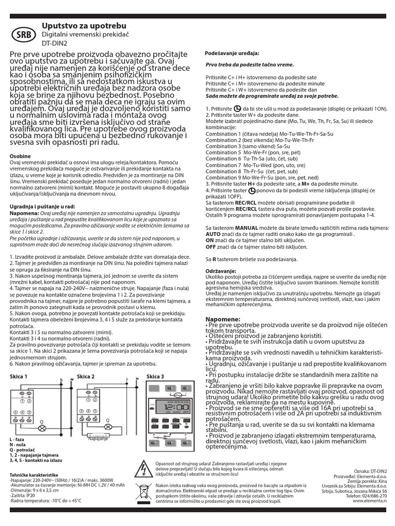 Uputstvo - Digitalni Vremenski Prekidac | PDF