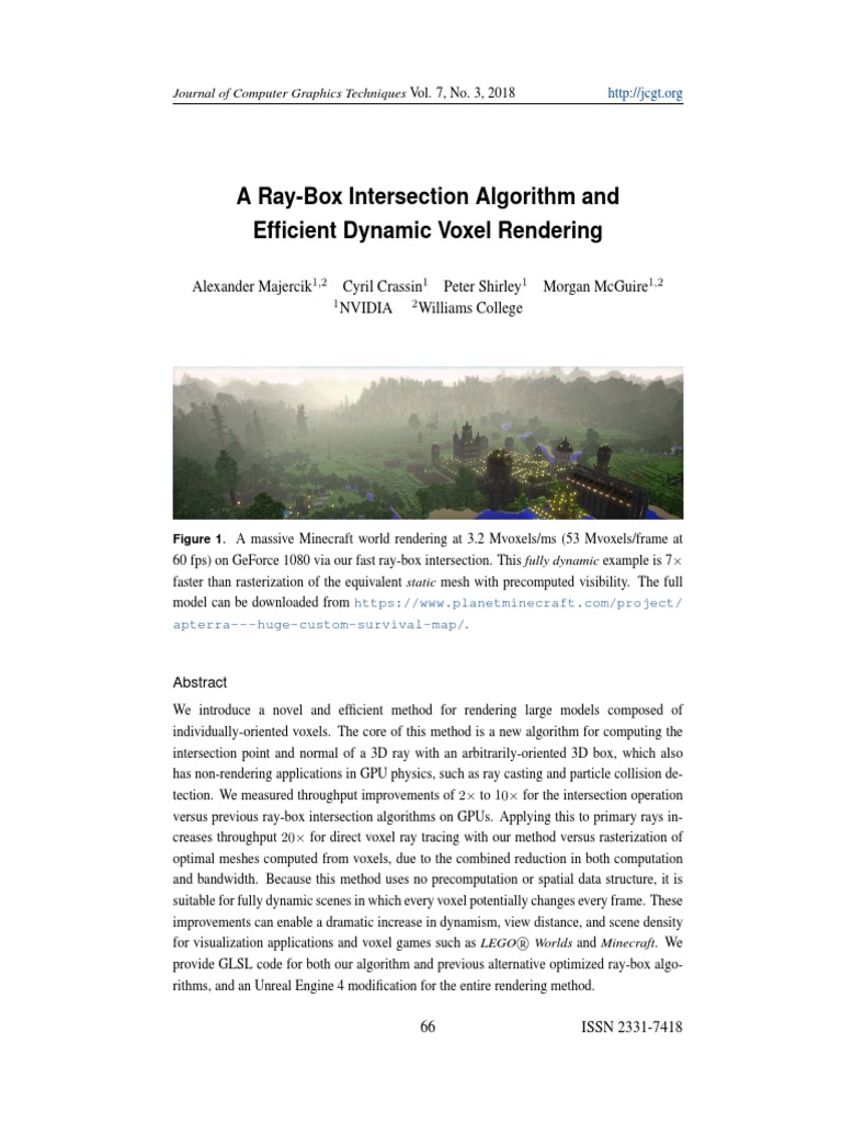 A Ray Box Intersection Algorithm And Efficient Dynamic Voxel Rendering Pdf Shader 8441