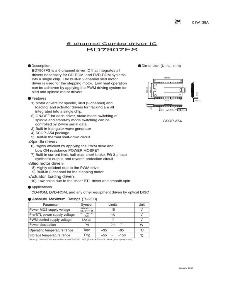 BD7907FS 6-Channel Combo Driver IC | PDF | Electric Motor | Integrated ...