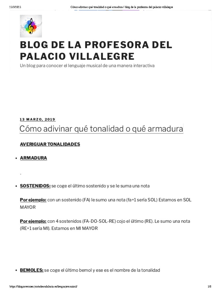 Cómo Adivinar Qué Tonalidad o Qué Armadura - Blog de La Profesora Del ...