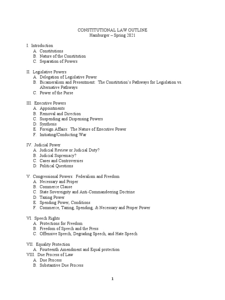 CONSTITUTIONAL LAW OUTLINE - Phillip Hamburger, Columbia, S22 | PDF ...