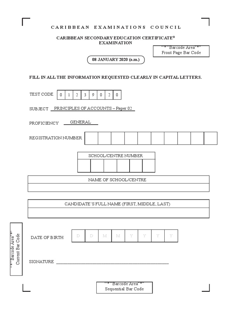 CSEC Principles of Accounts January 2020 Paper 2 Jkvejf | PDF ...