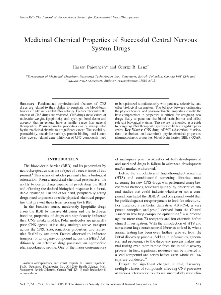 Med Chem CNS Drugs | Download Free PDF | Quantitative Structure ...