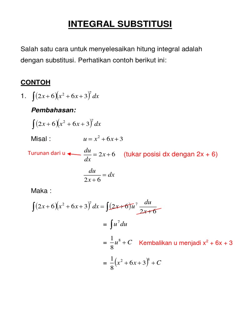Contoh Integral Substitusi Matematika | PDF
