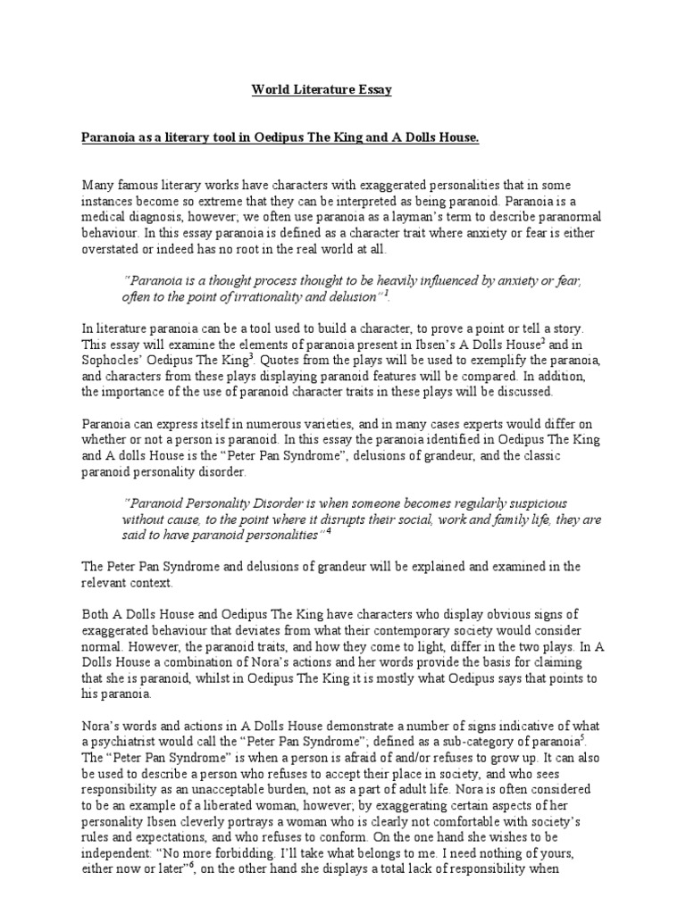 World Lit Essay | Download Free PDF | Paranoia | Delusion