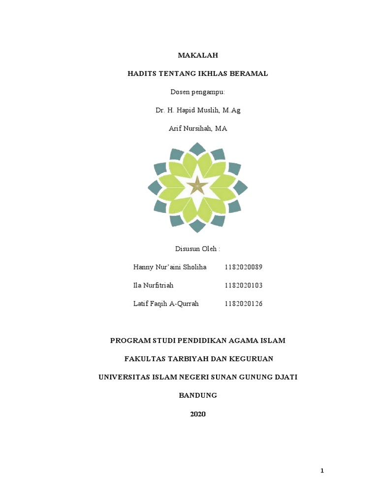 Hadits Ikhlas Beramal dalam Islam | PDF