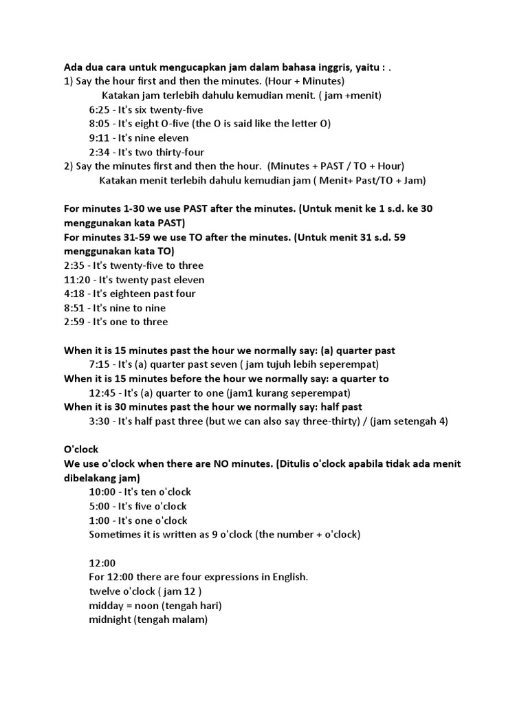 Materi Telling Time | PDF