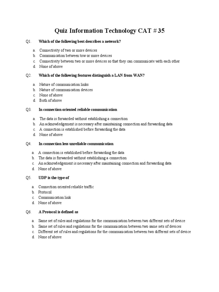 Quiz Information Technology CAT | PDF